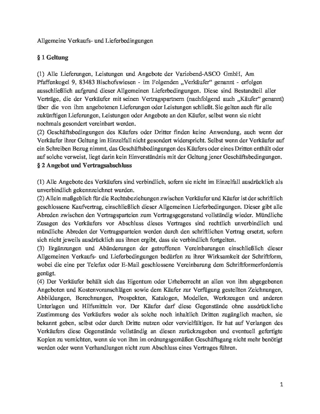 Variobend AGB´s – 2023 | Variobend